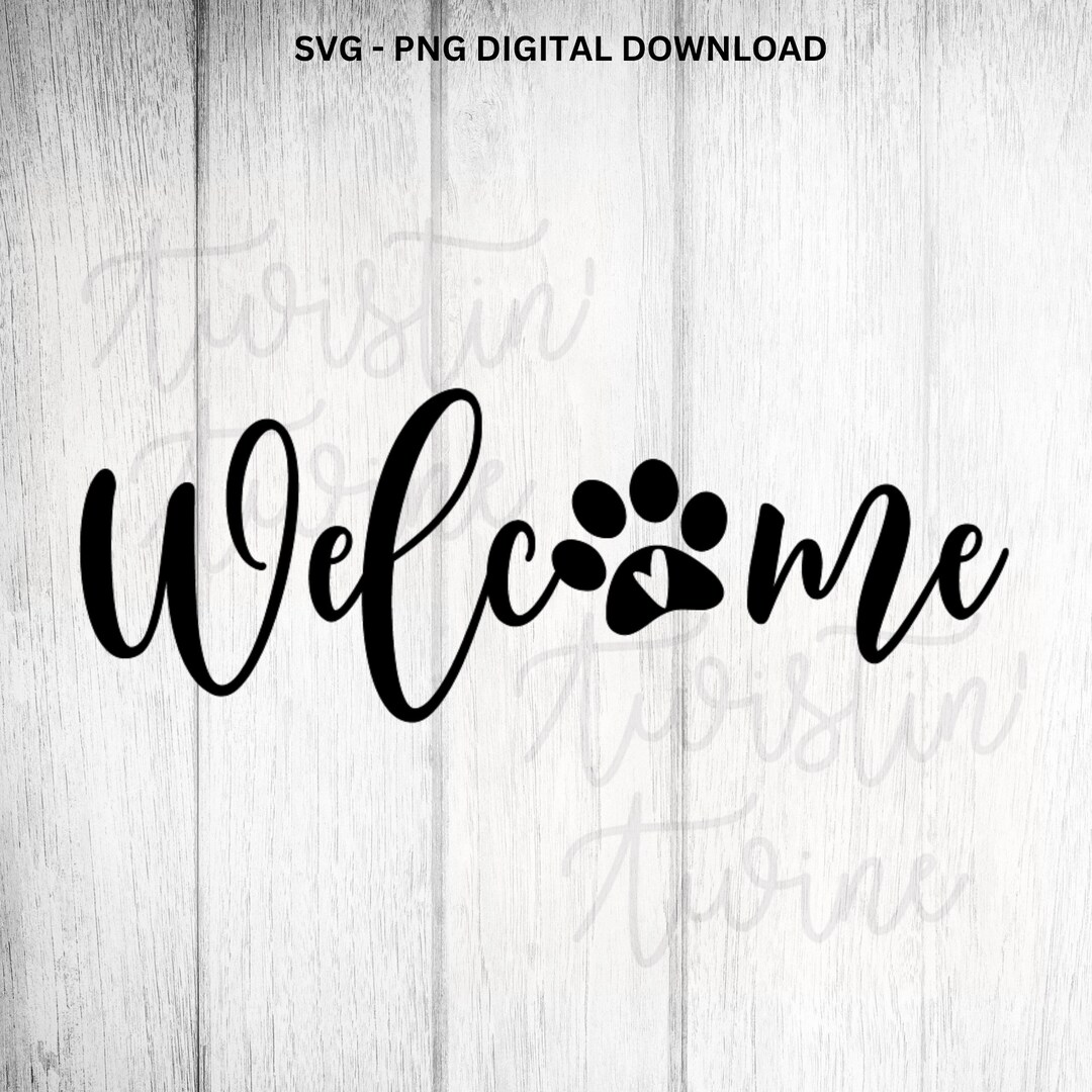 Welcome Dog Paw Print SVG - Etsy