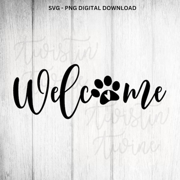 Welcome With Paw Print Svg - Etsy