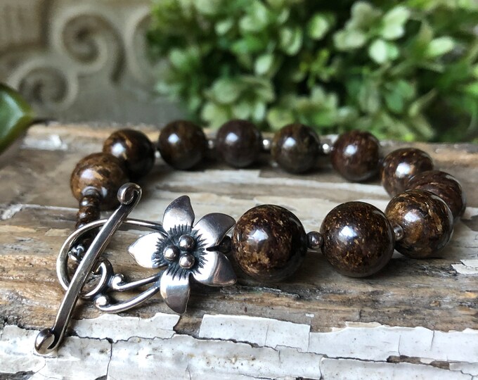 SILPADA Jewelry - Retired ~ Bronzite Bead & Sterling Silver Flower ...