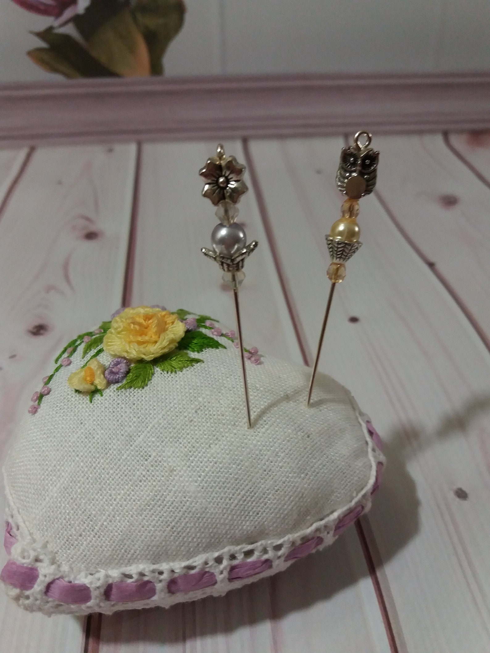 Handmade Counting Pins Pair Pincushion Roses Handmade Divider - Etsy
