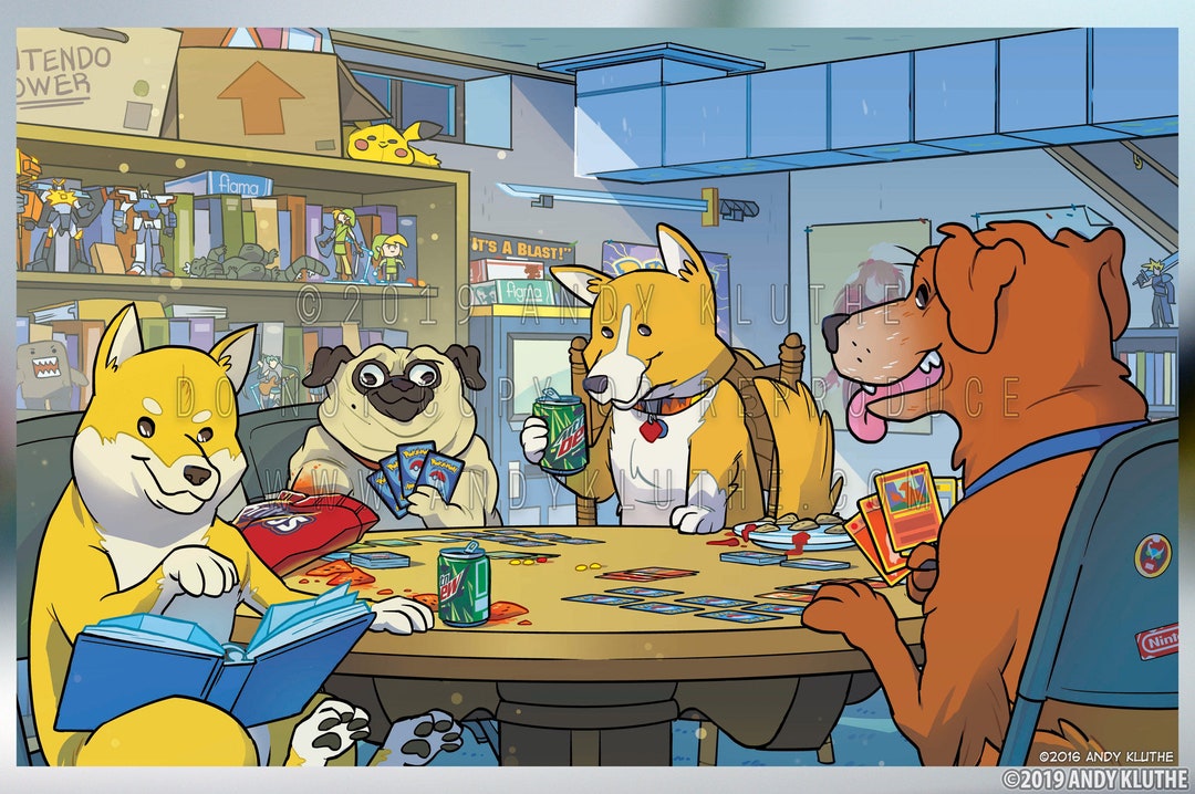 Dogs Playing Card Games Print - Etsy