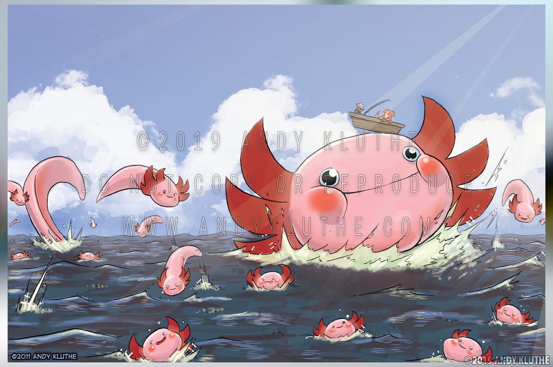 The Happiest Sea Monster Print - Etsy