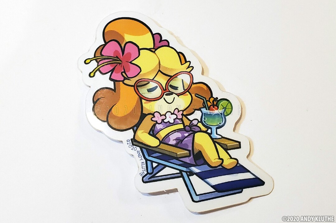 Isabelle Beach Vacation - 2" Vinyl Sticker - Etsy