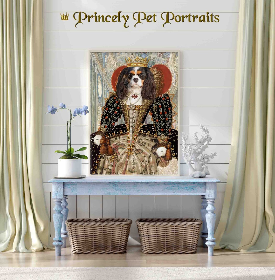 Cavalier King Charles Spaniel Tricolor Tudor Queen Elizabeth | Etsy