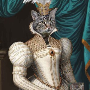 Royal Renaissance Personalized Female Pet Cat Portrait Using - Etsy