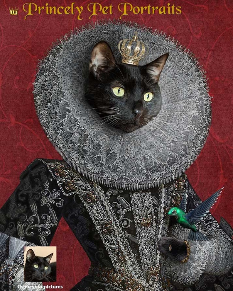 Royal Renaissance Personalized Female Pet Cat Portrait Using - Etsy