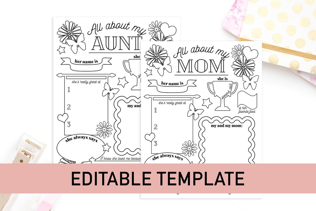 Editable Mother's Day Coloring Page - All About Mom, Grandma, Aunt ...