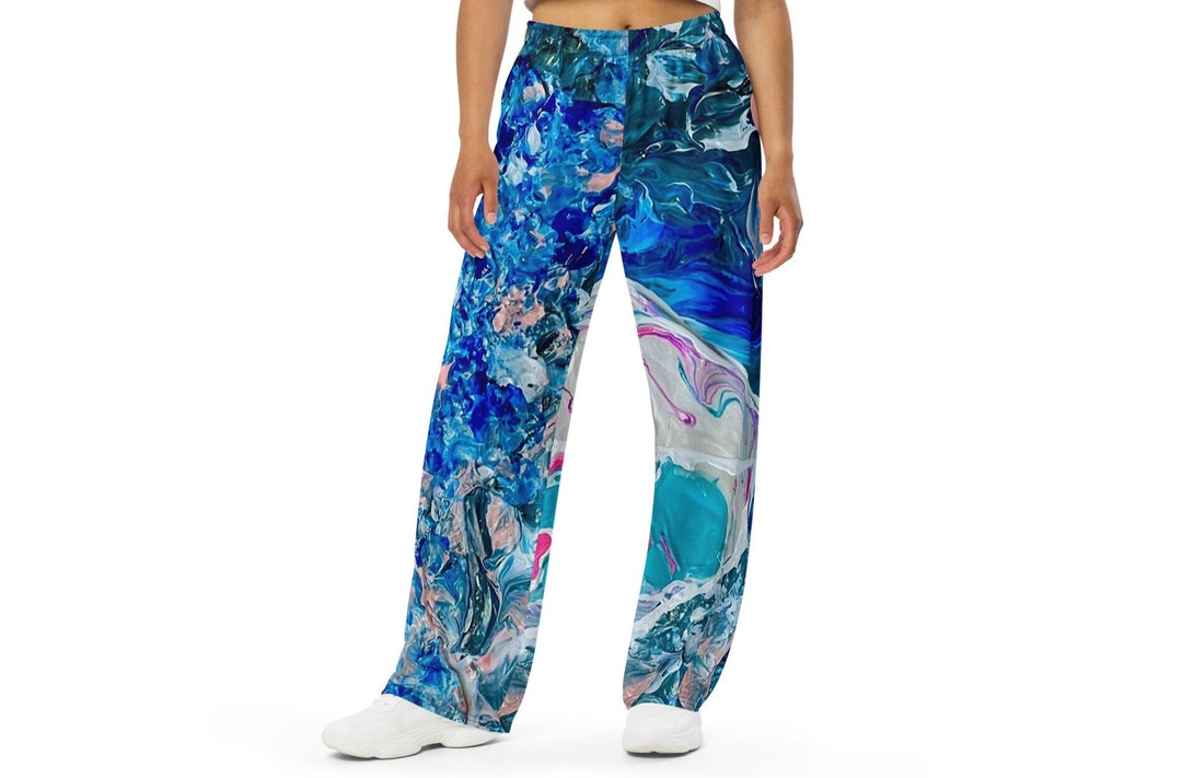 Unisex Lounge Pants, Wide-leg, Elastic Waist, Drawstring, Jersey Fabric ...