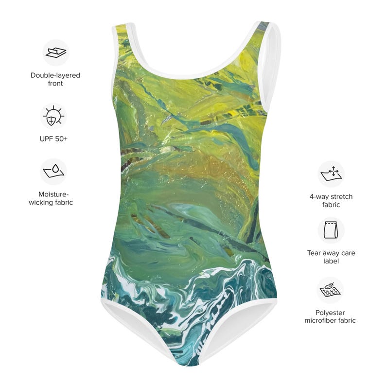 Girls' UPF 40 One-piece Swimsuit, Toddler Swimsuit, Double Layered ...