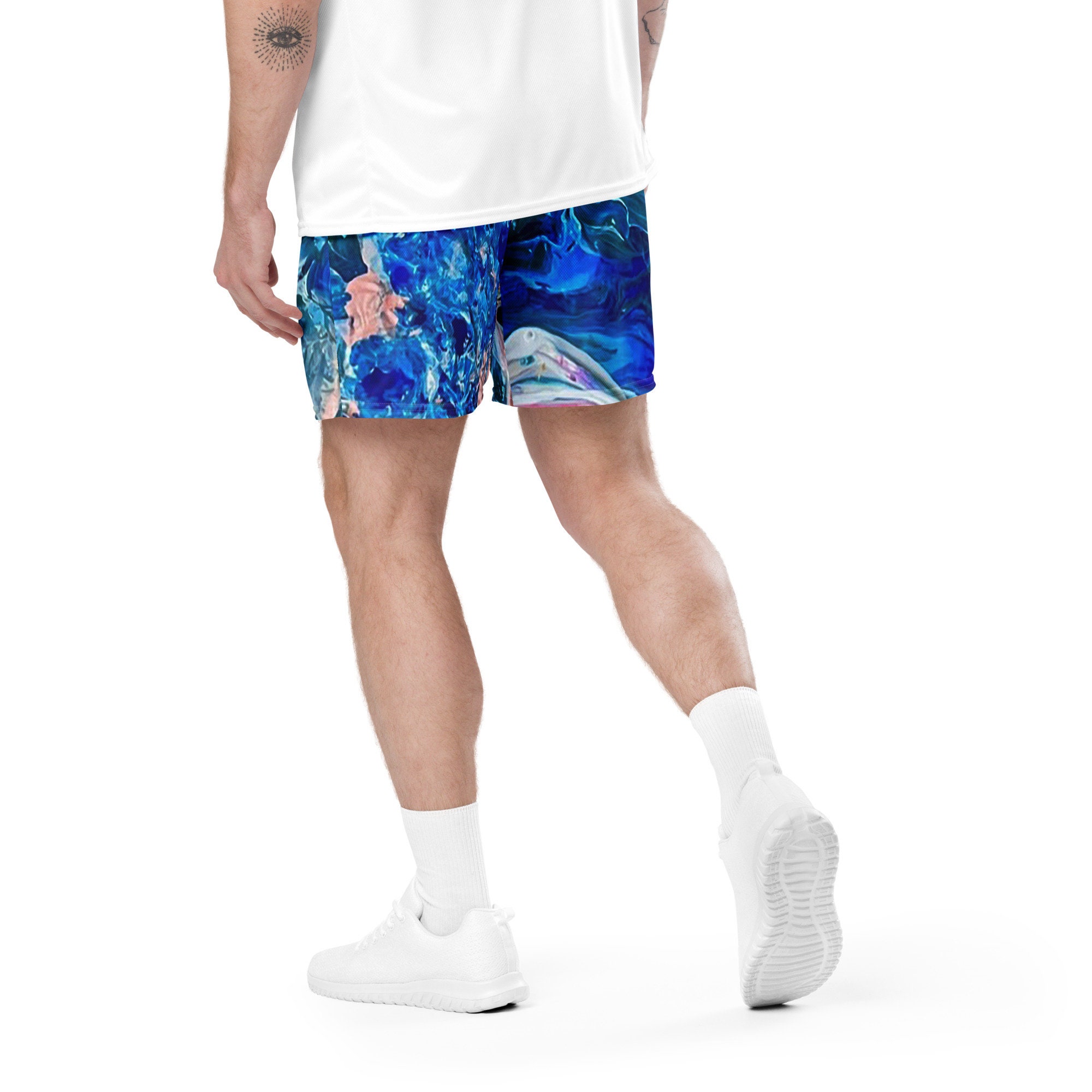 Mens Mesh Shorts With Design | Artwork | Moisture Wicking | Elastic ...