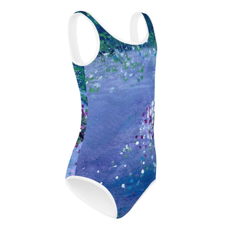 Girls' UPF 40 Swimsuit, Purple Flowers, Stretch Fabric - Etsy Canada