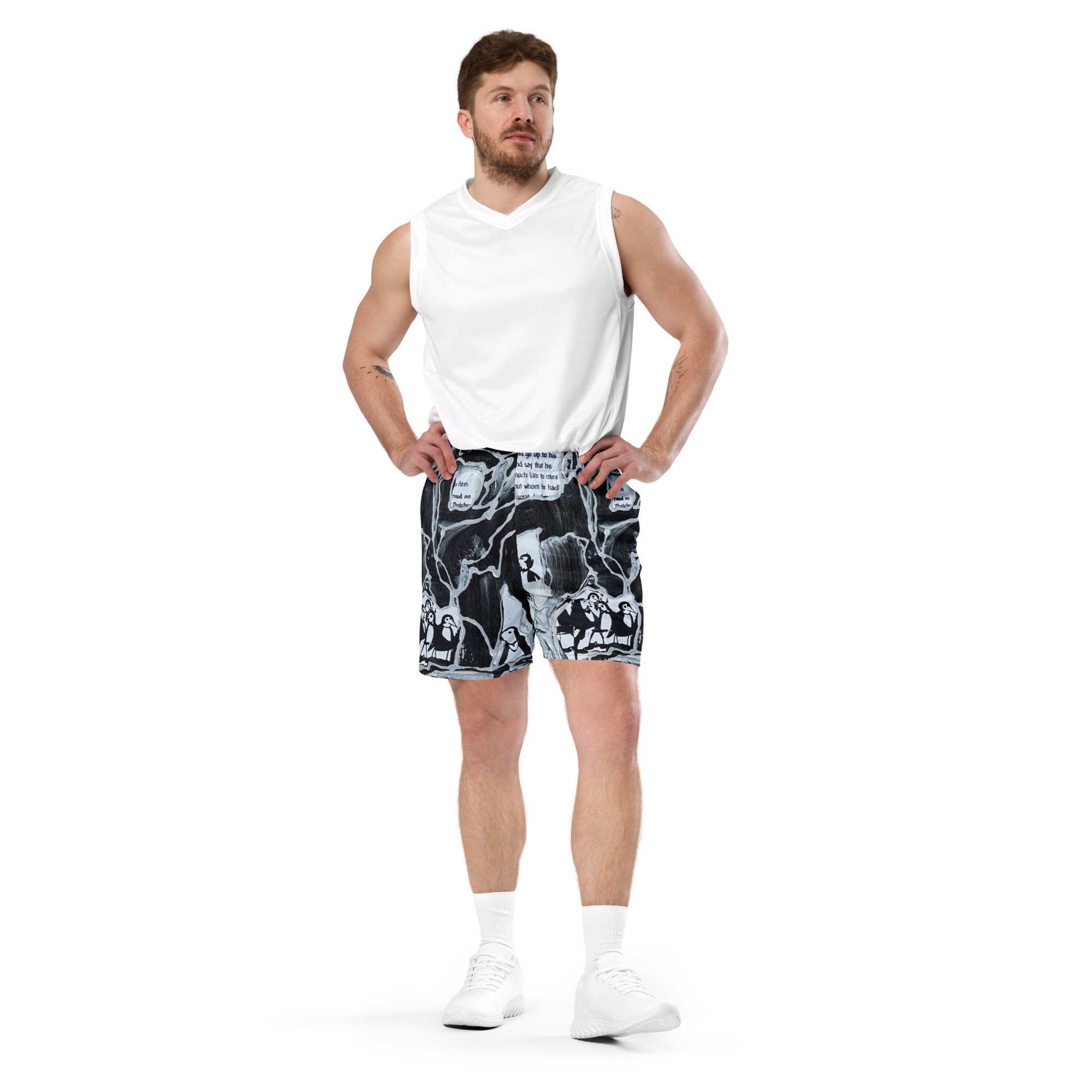 Mens Mesh Shorts With Design | Artwork | Moisture Wicking | Elastic ...