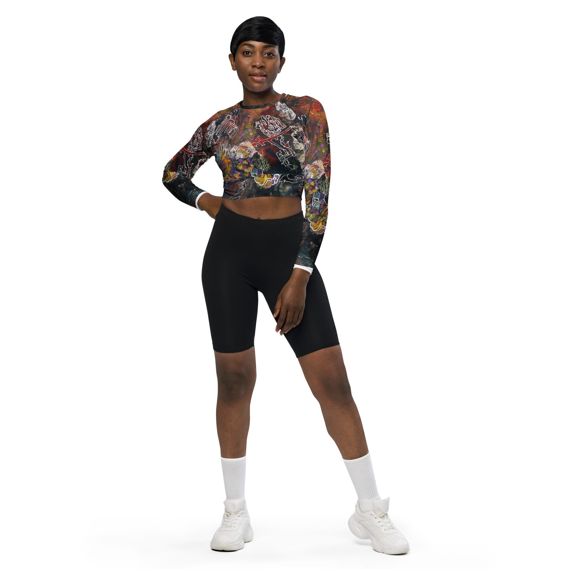 Women's Long Sleeve Crop Top, Swimming, Sport, Athletic Wear, Gift for ...