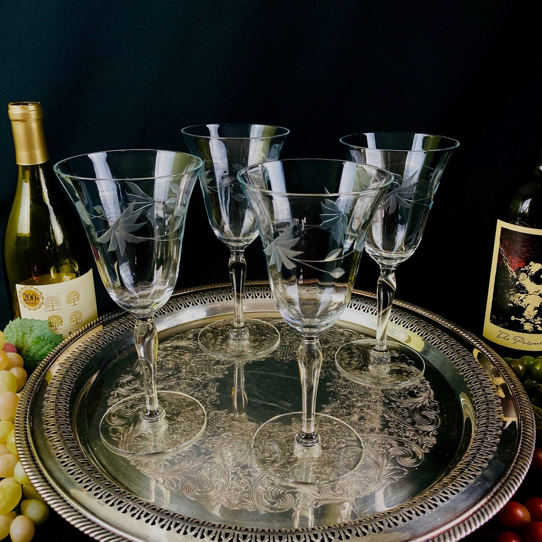 Antique Optic Cut Crystal Wine Glasses, Set of 4 - Etsy