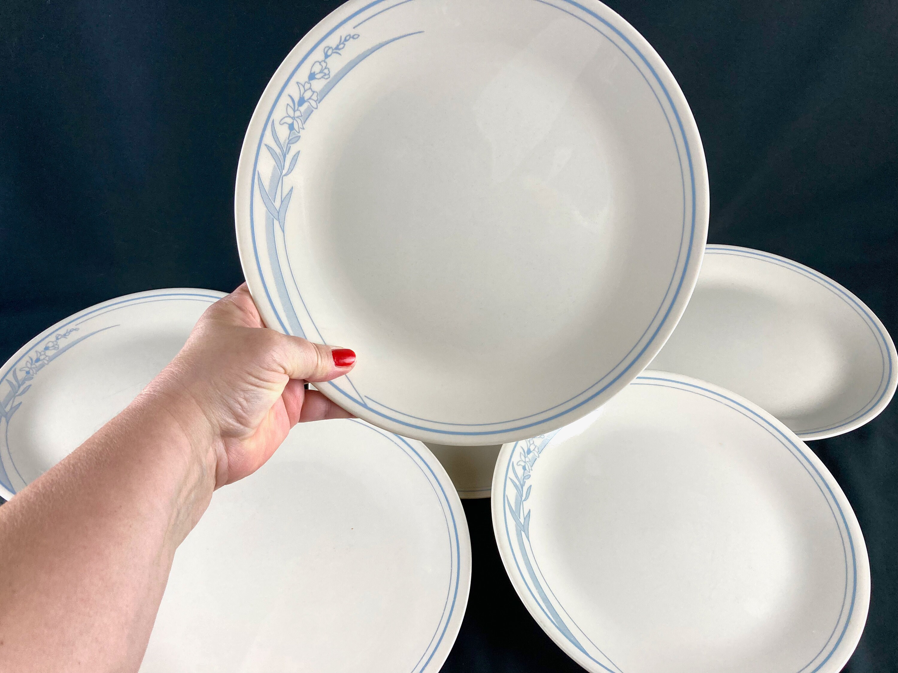 Corelle blue Lily 6 Dinner Plates and 6 Bread - Etsy