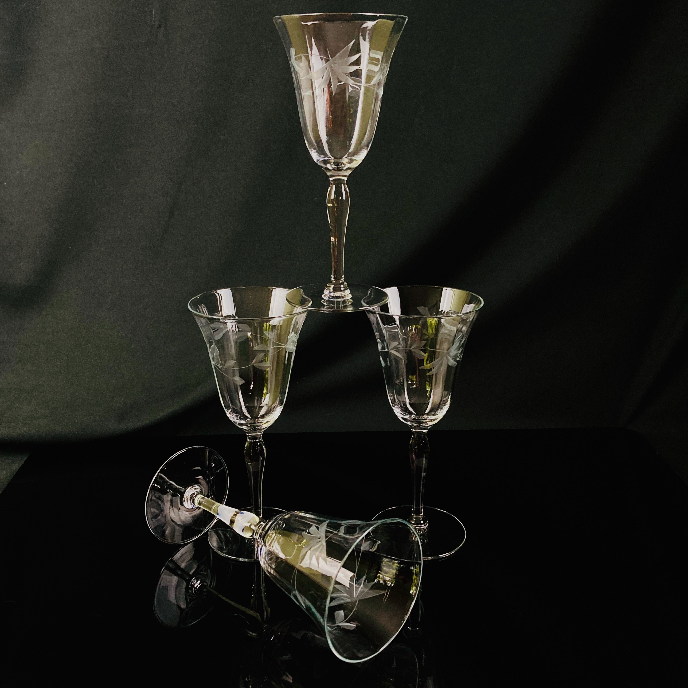 Antique Optic Cut Crystal Wine Glasses Set of 4 - Etsy