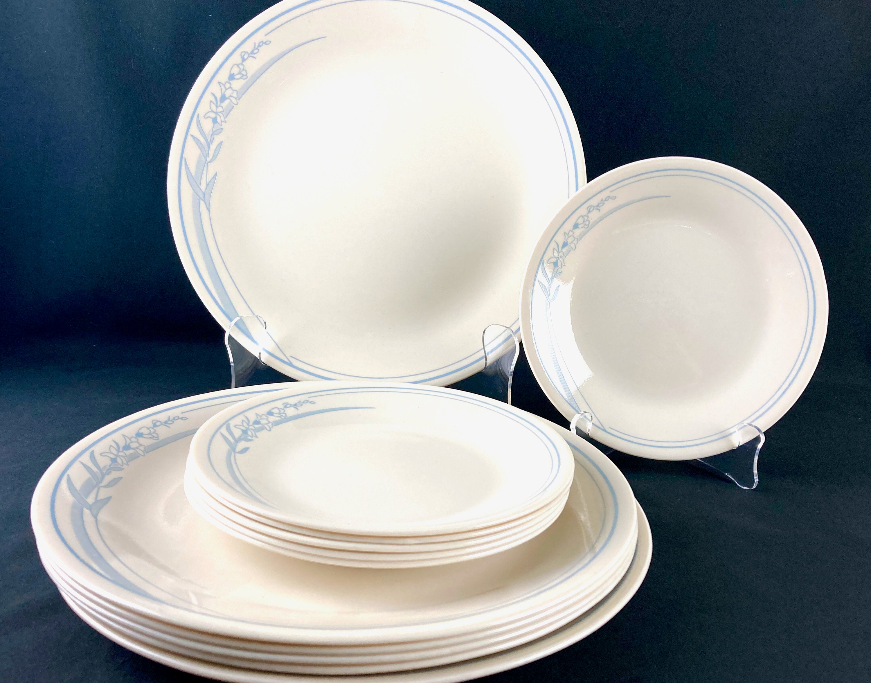 Corelle blue Lily 6 Dinner Plates and 6 Bread - Etsy