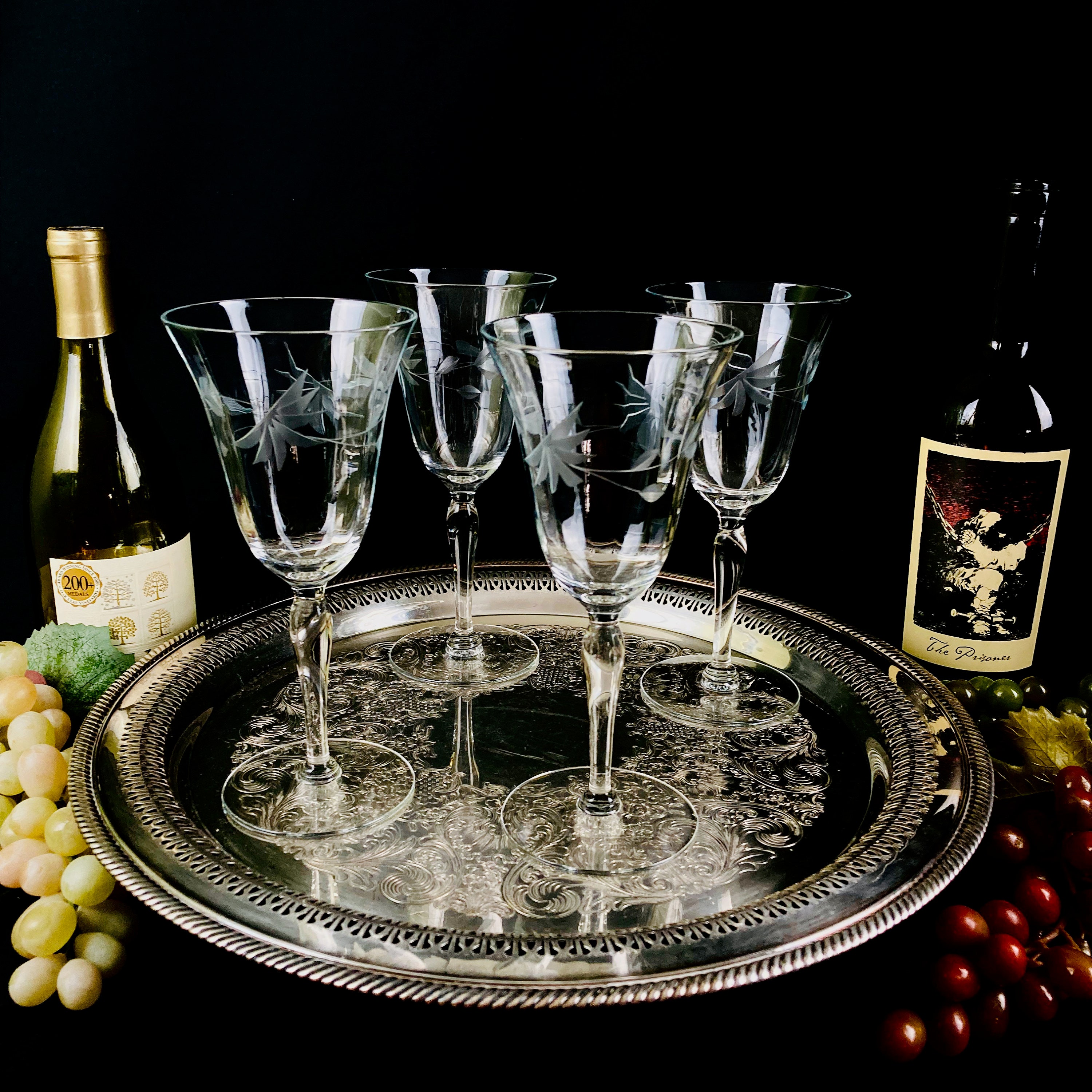 Antique Optic Cut Crystal Wine Glasses, Set of 4 - Etsy