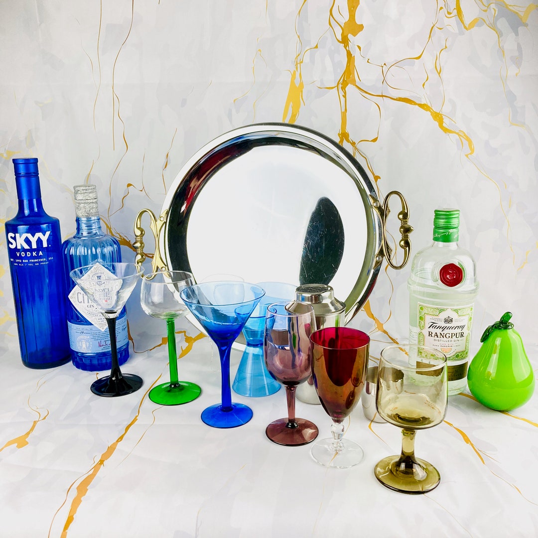 Mixlab Mini Cocktail Set, Shaker and 6 Vintage Glasses, With Cromex ...