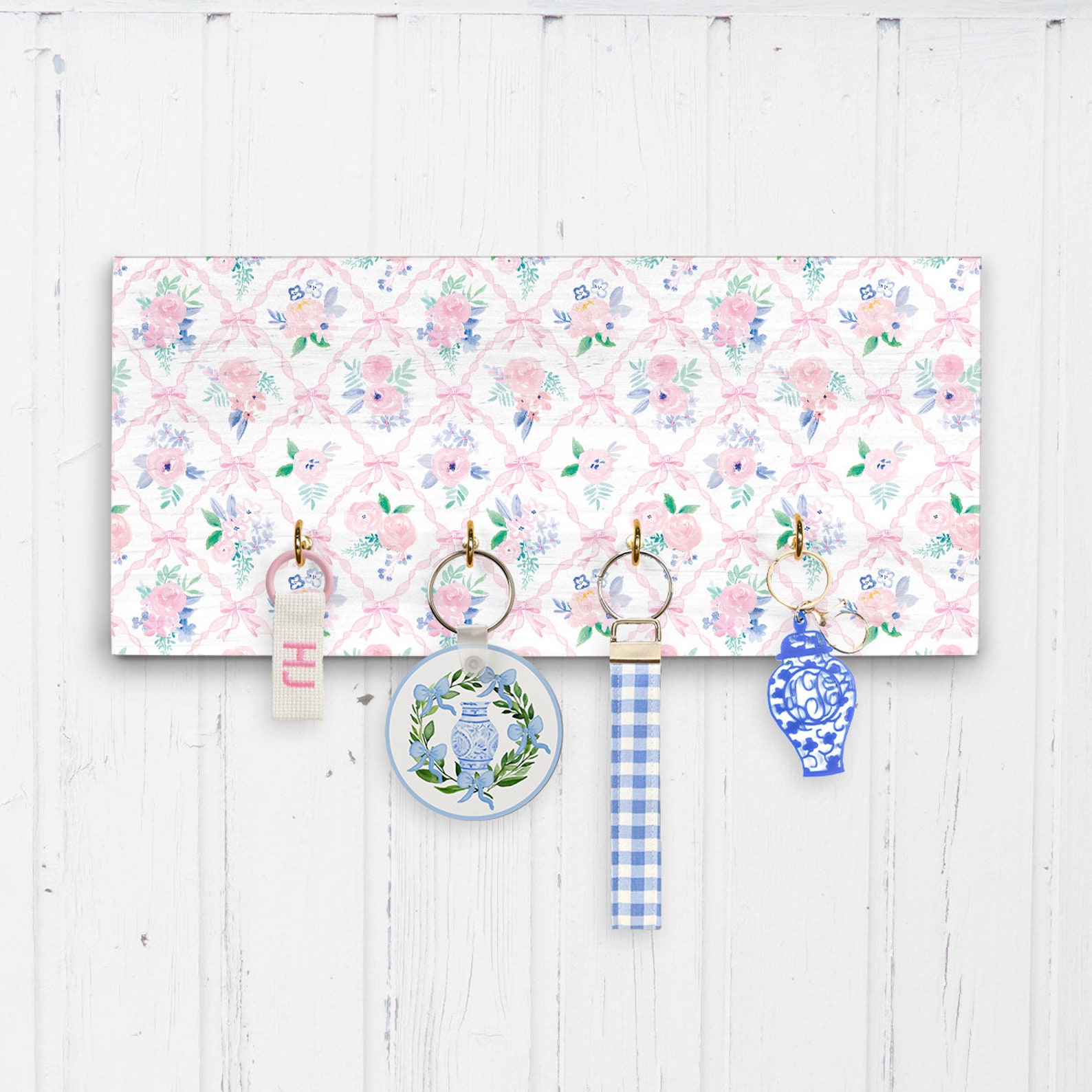 Preppy Wood Key Holder, Personalized Wood Key Holder, Grandmillennial ...