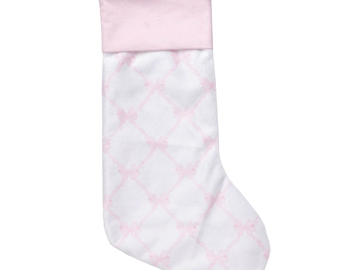 Preppy Christmas Stocking, Pink Bows Christmas Stocking ...