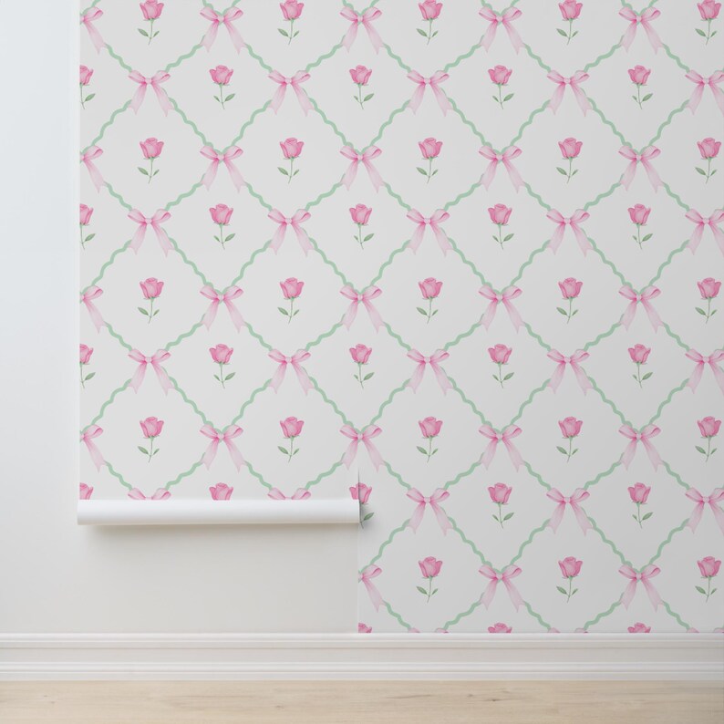 Preppy Peel and Stick Wallpaper, Tulip Wallpaper, Peel and Stick ...