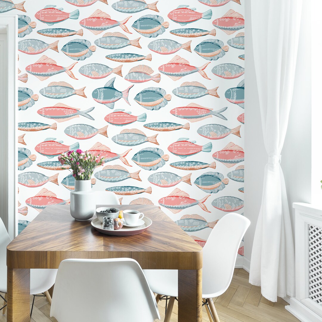 Fish Removable Wallpaper Sea Animal Self Adhesive Wall Mural - Etsy