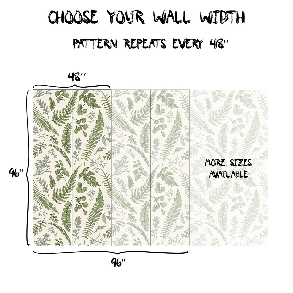 Ferns & Plants Removable Wallpaper Green Leaves Self Adhesive - Etsy