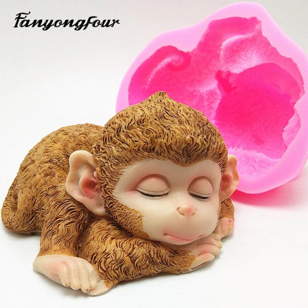 3D Cute Little Monkey Silicone Mold Fondant Cake Mold Resin - Etsy