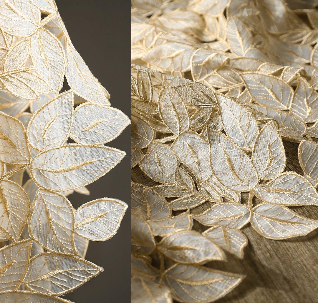 Irregular Realistic 3D Leaf Embroidery Fabric, Hollow-out Mesh Fabric ...