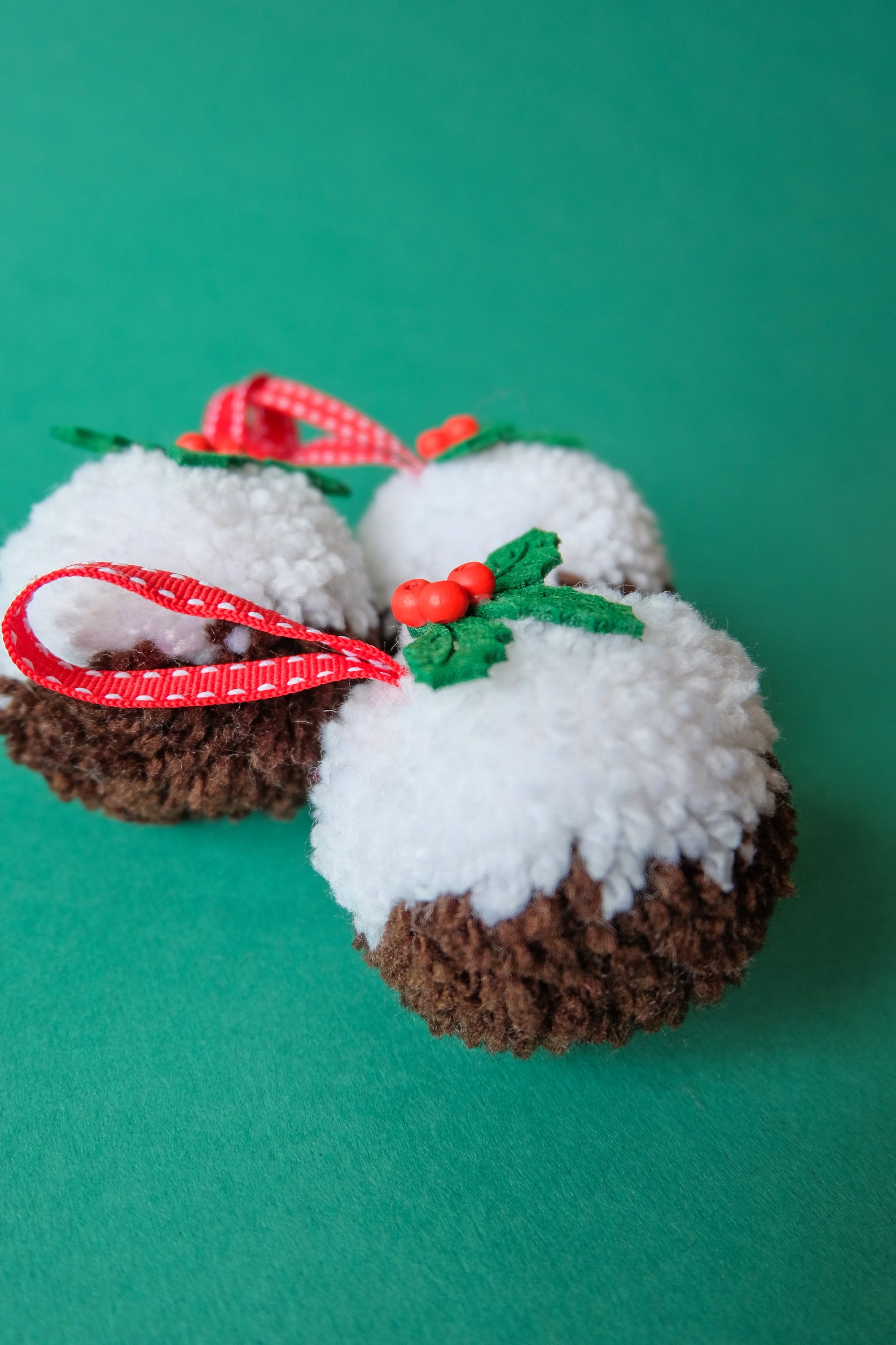 Pom Pom Christmas Pudding Tree Ornament Decorations Handmade - Etsy