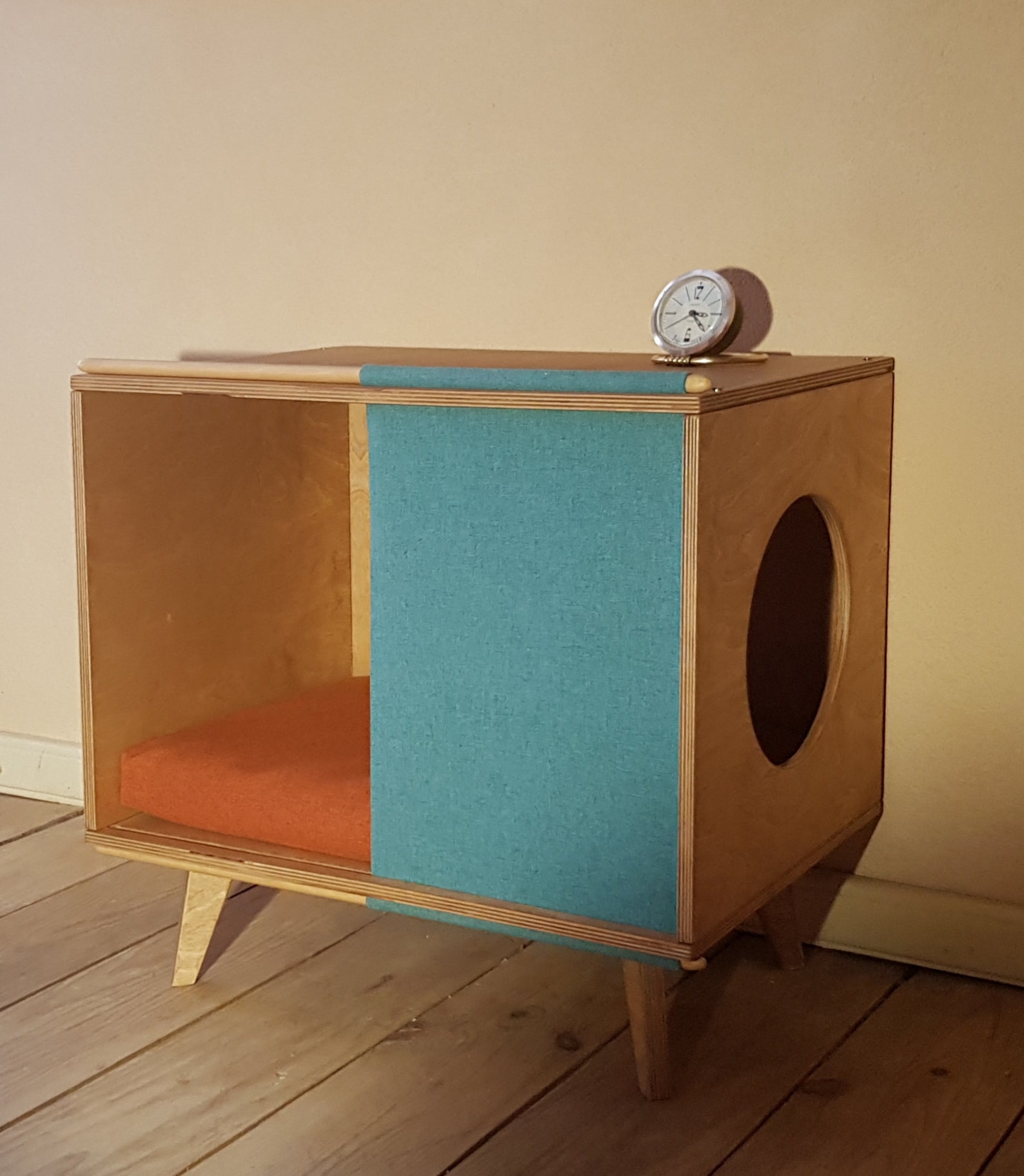 Wooden Pet House With Textile Panel, Cat House, Side Table Pet Bed ...