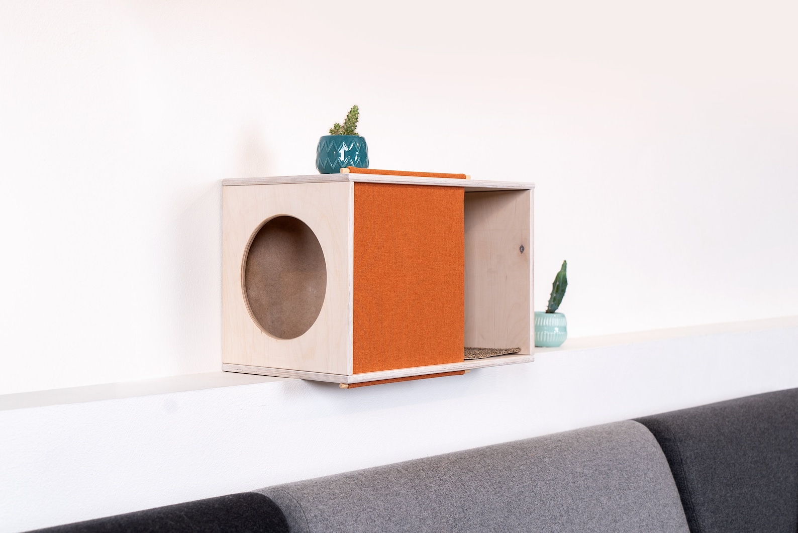 Wall Mounted Cat Perch With Textile Panel / Minimalist Cat - Etsy