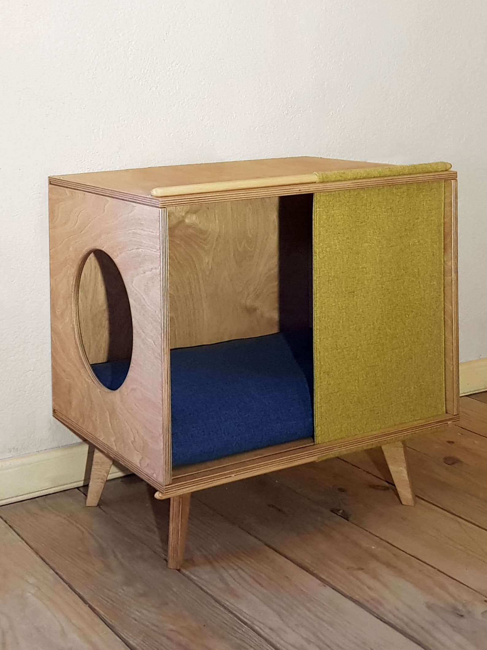 Wooden Pet House With Textile Panel, Cat House, Side Table Pet Bed ...