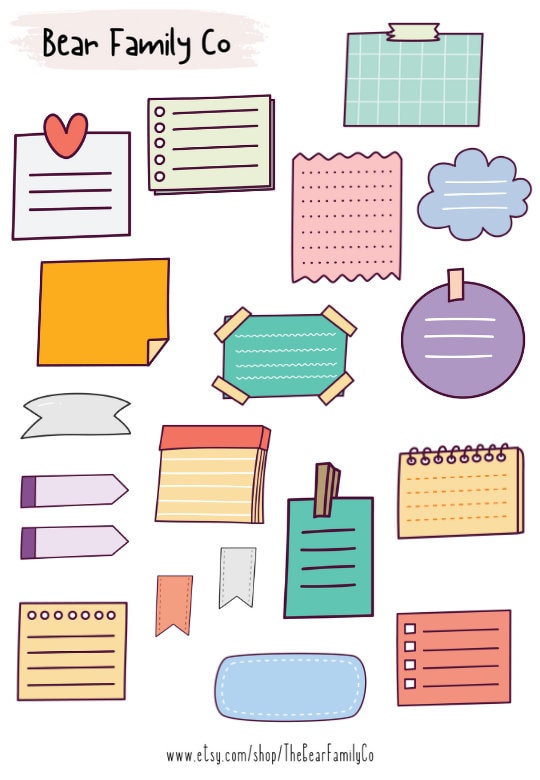 Sticky Note and Tabs Sticker Sheet Set of 19 Adorable Stickers for ...