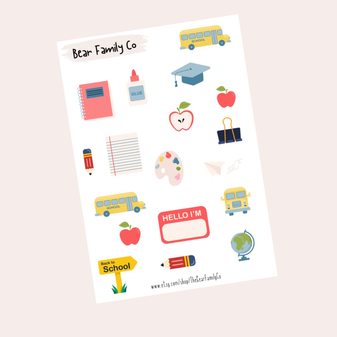 Back to School Sticker Sheet | Set of Adorable Stickers for Journals ...