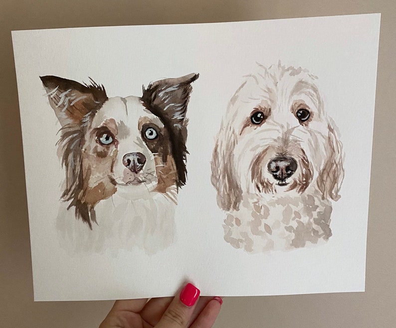 Multiple Pet Portrait From Custom Photo Watercolor Painting - Etsy