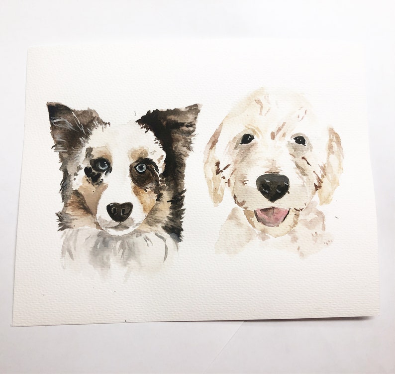 Multiple Pet Portrait From Custom Photo Watercolor Painting - Etsy