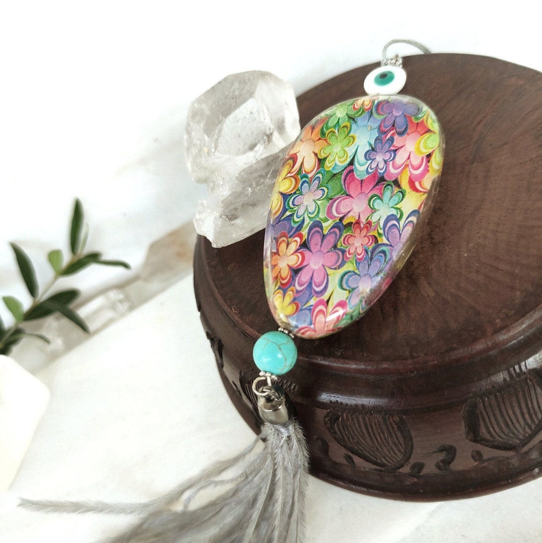 Protection Gemstone Car Hanger, Gems Car Décor for Women, Evil Eye Car ...