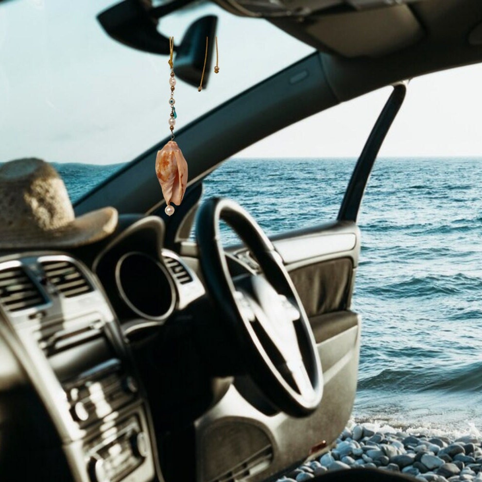 Aegean Sea Shells Car Hanger, Evil Eye Protection Charm, Pearl and ...