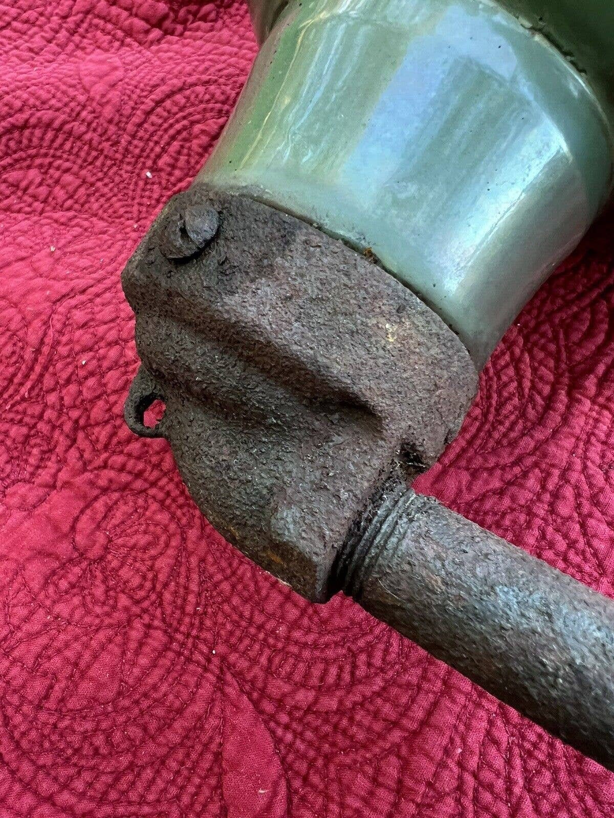 Vintage Gas Station Gas Pump Light Fixture Pole Angled Green Porcelain ...