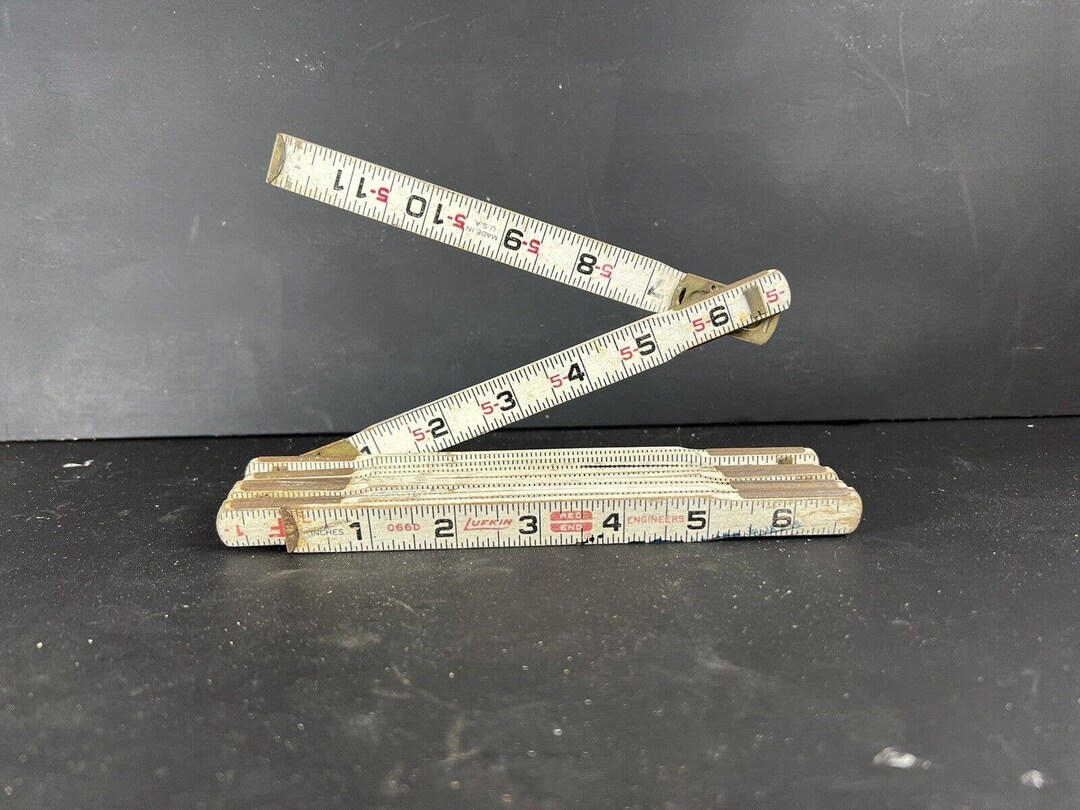 Vintage Lufkin Folding Ruler Measuring System Red End Engineers ...