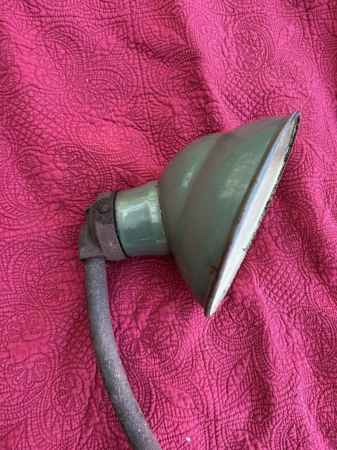 Vintage Gas Station Gas Pump Light Fixture Pole Angled Green Porcelain ...