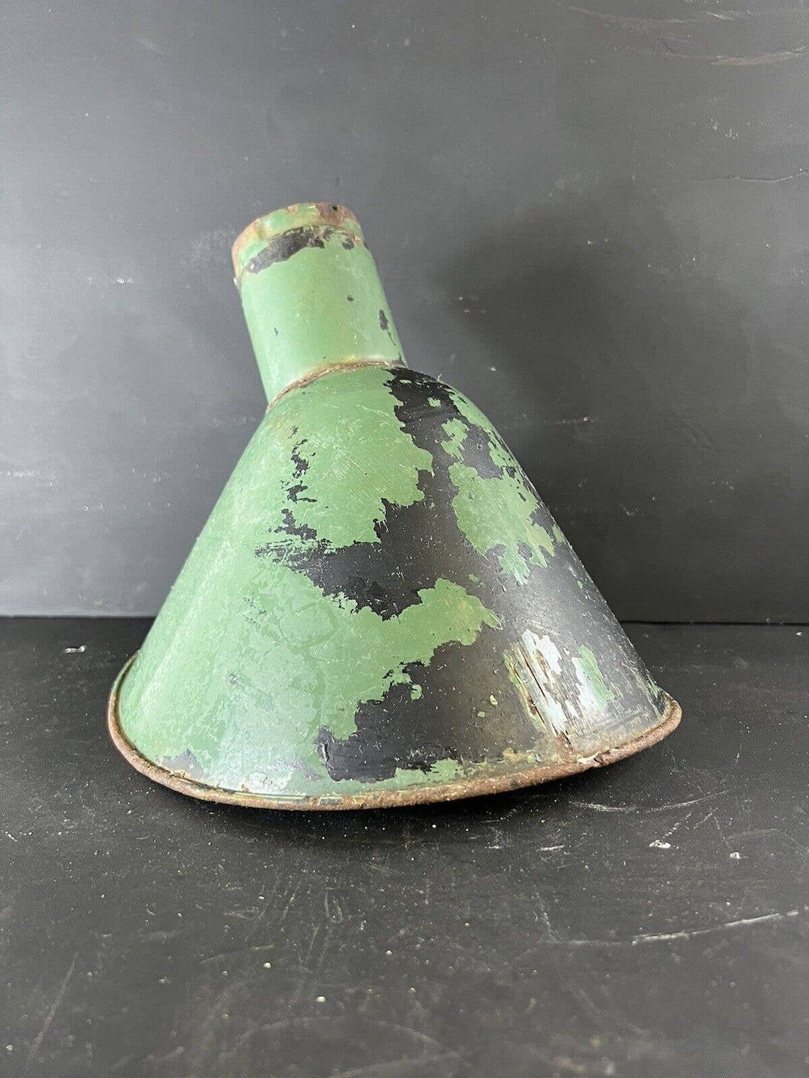 Vintage Gas Pump Station Light Lamp Shade Porcelain Enamel Green Black ...