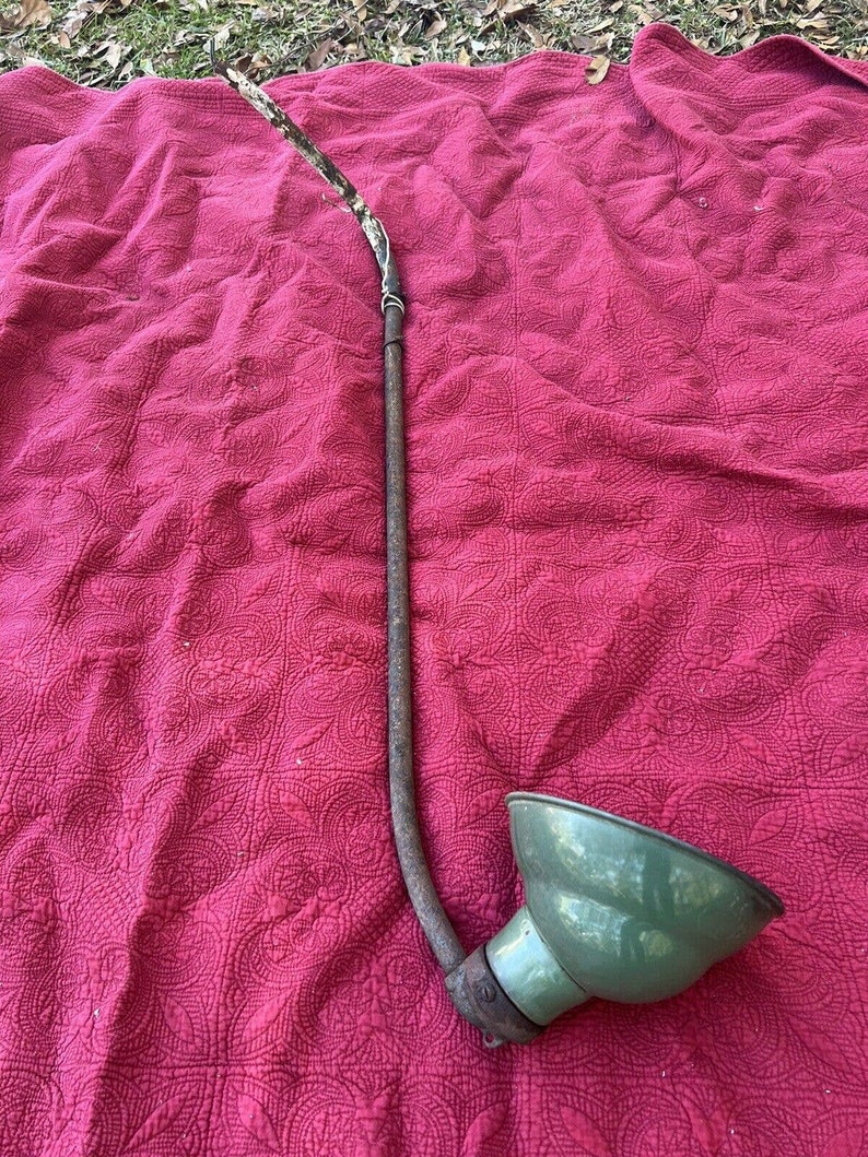 Vintage Gas Station Gas Pump Light Fixture Pole Angled Green Porcelain ...