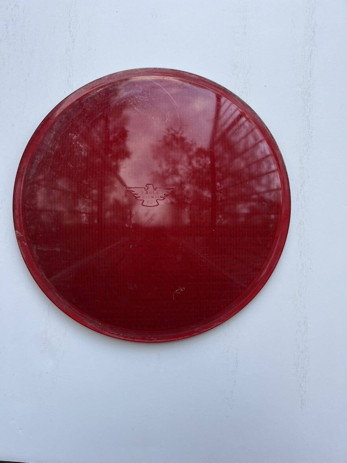 Vintage Original Eagle Signal Traffic Light Lens Red 12” Knopp Glass OE ...