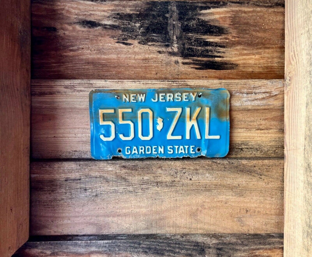 Vintage New Jersey NJ License Plate Tag Collectible Garage Shop Man ...