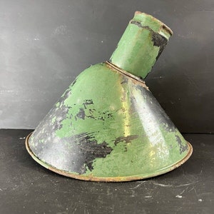 Vintage Gas Pump Station Light Lamp Shade Porcelain Enamel Green Black ...