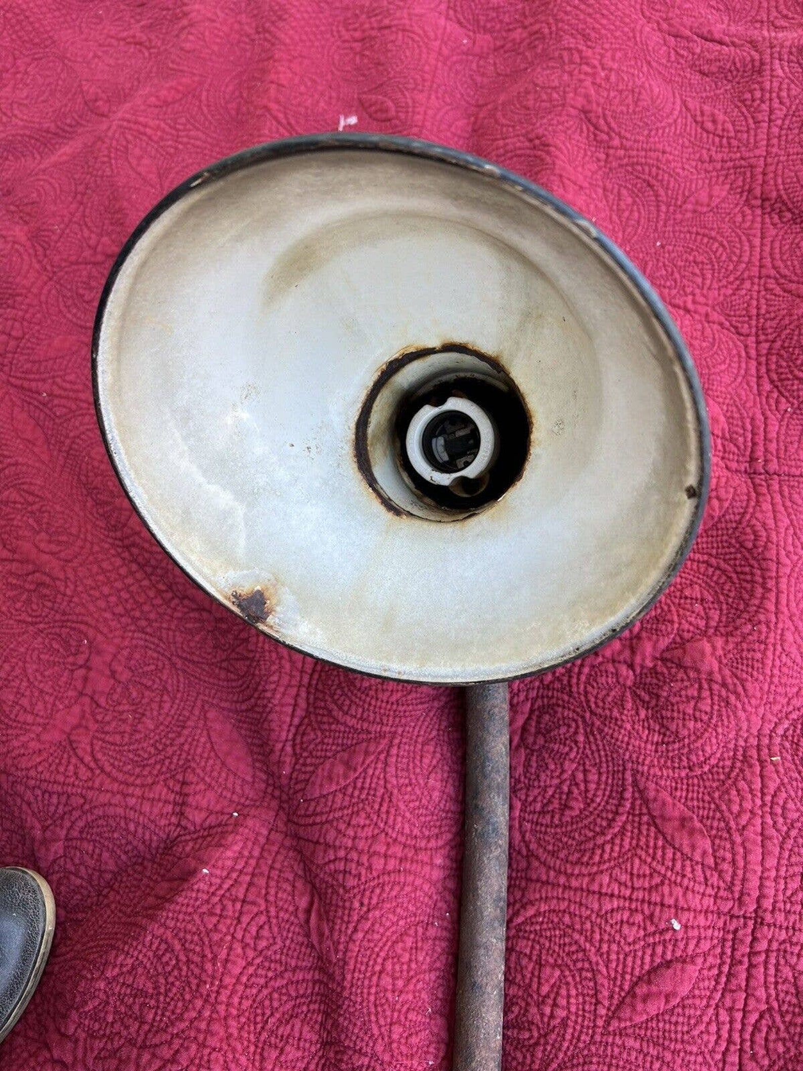 Vintage Gas Station Gas Pump Light Fixture Pole Angled Green Porcelain ...