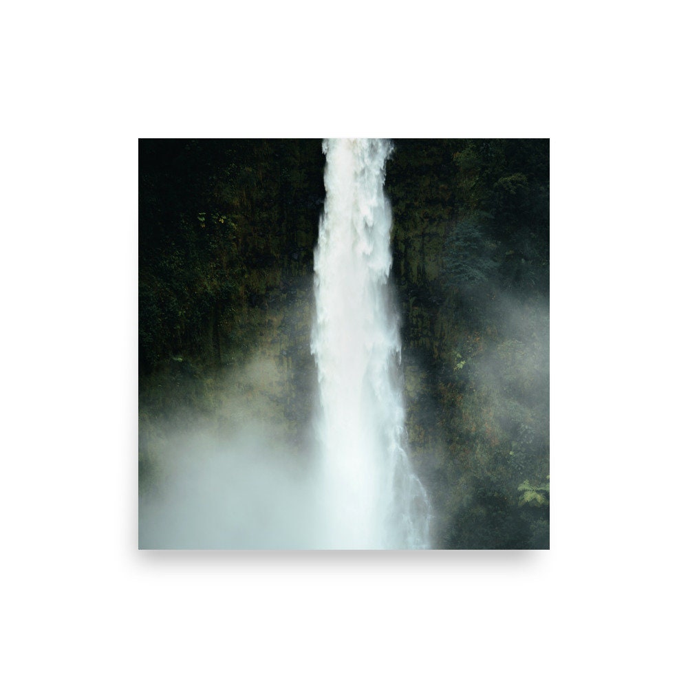 Waterfall Print Hawaiian Island Photography Nature Texture Print Green ...